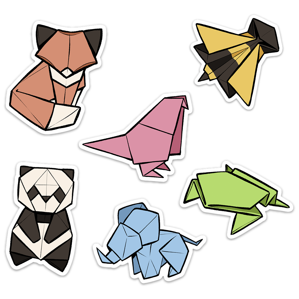 🐝 Origami Animals Individual Stickers – FrameRate